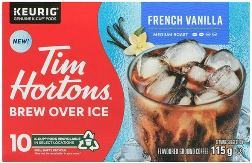 Buy Tim Hortons Brew Over Ice French Vanilla K-cups | CanadianFoodToUsa.com