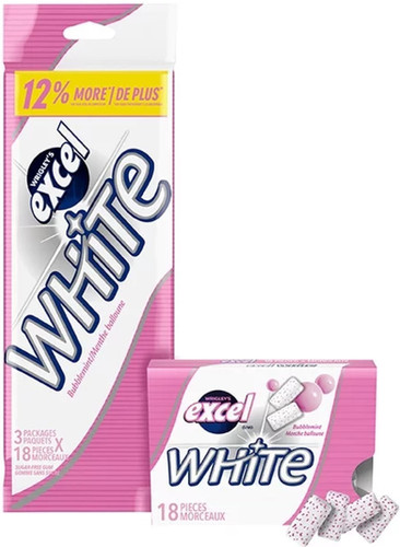 Excel White Bubblemint Sugar Free Chewing Gum 54/pcs | CanadianFoodToUsa