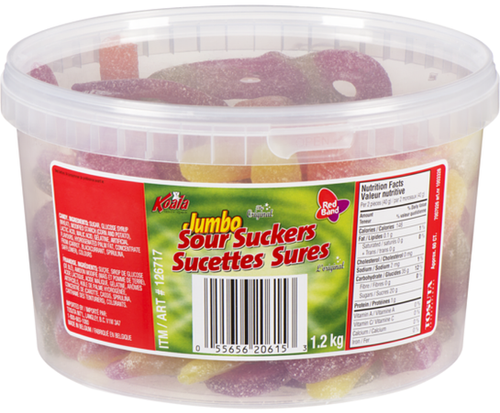 Jumbo Sour Suckers Tub - 60ct - 1225g | CanadianFoodToUsa