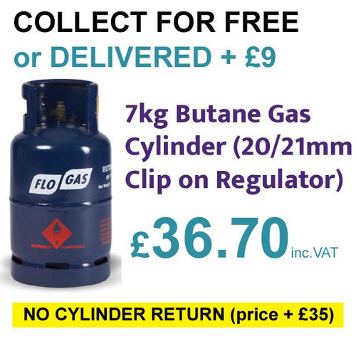 7kg Butane Gas Cylinder (20mm or 21mm Clip on Regulator) | Wainwrights ...