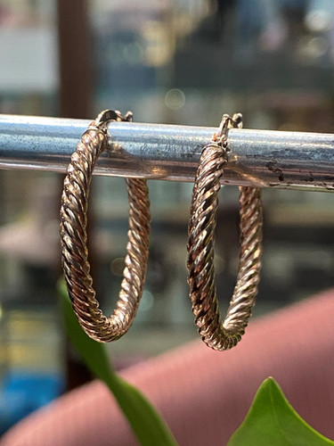 9ct Rose Gold Rope Hoops | Victorian Flair