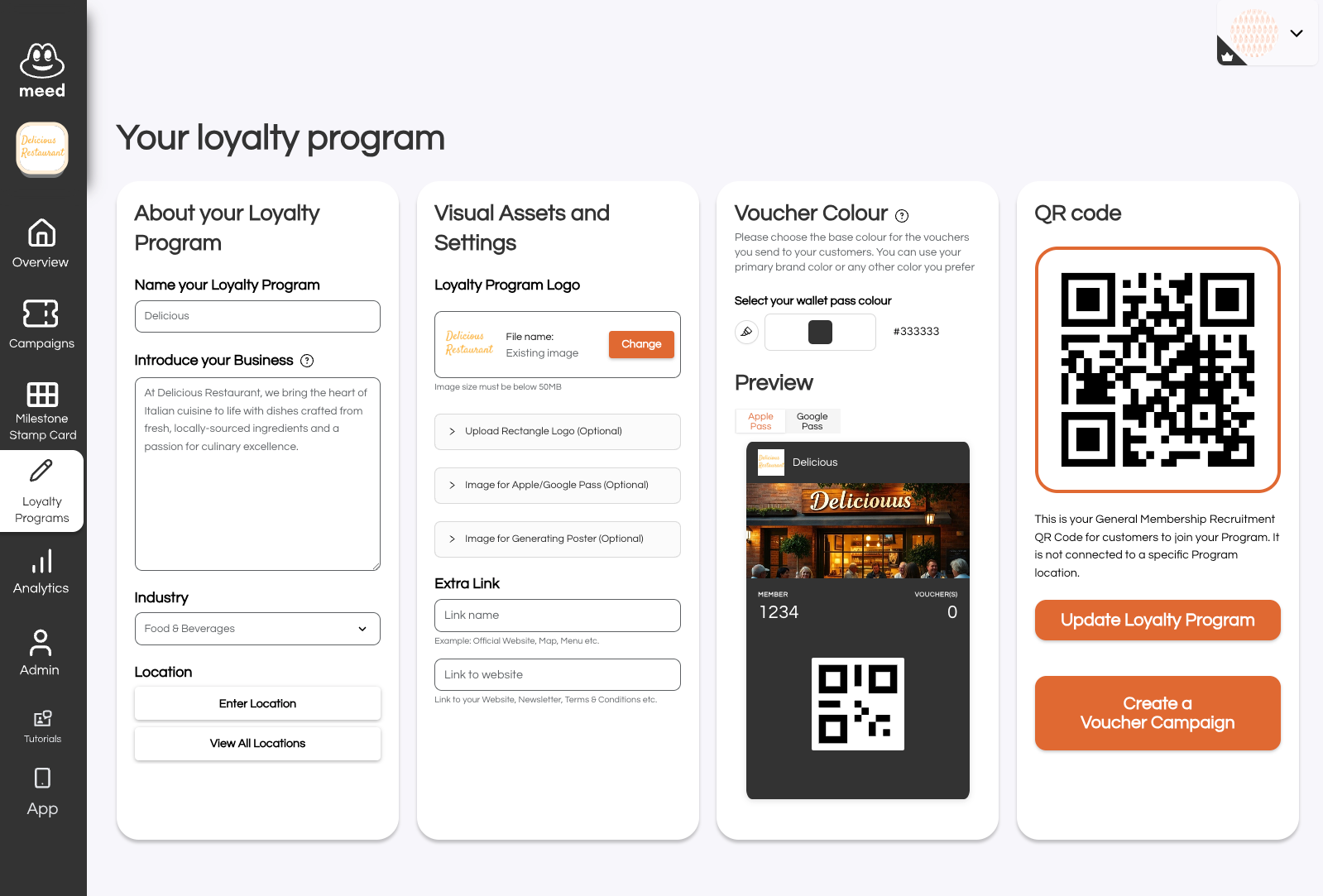 All About Locations and Loyalty Program QR Codes on meed