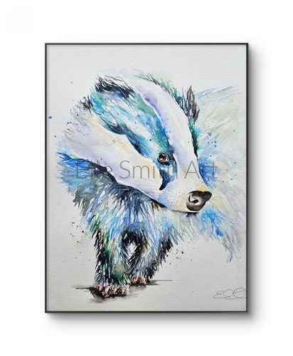 Large Original Signed & Certificated Watercolour Painting of a Badger ...