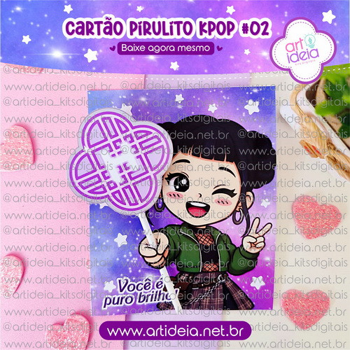 Arquivo Digital - Cartão Pirulito KPOP #2 (Cabelinho Preto) | Art Ideia ...
