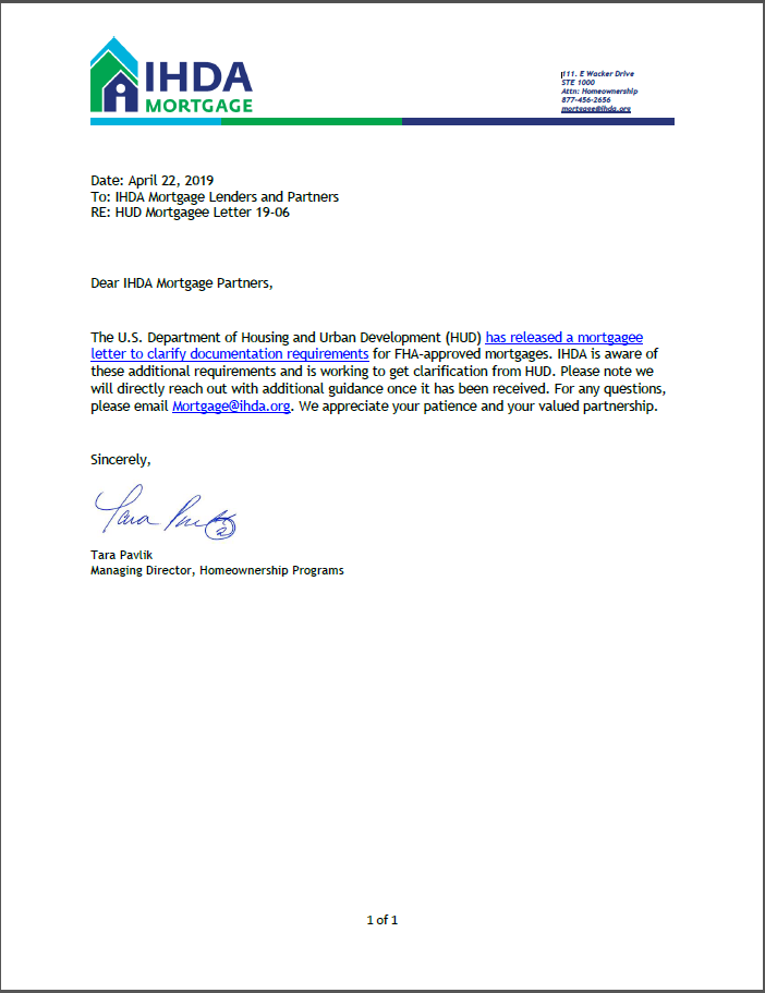 IHDA Mortgage Document Library