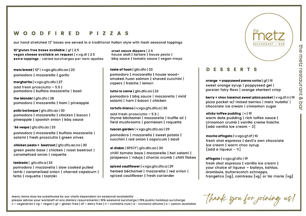 LUNCH | The Metz | Restaurant & Bar | Launceston