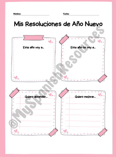 Propósitos para el Año Nuevo | 3 Actividades | My Spanish Resources