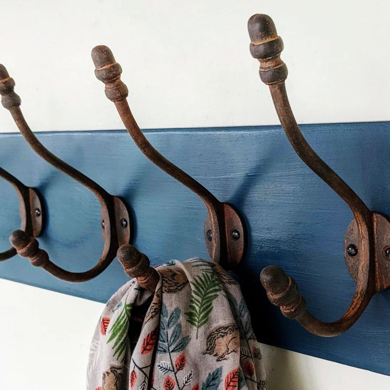 Solid Wooden Coat Rack Painted In Farrow and Ball Hague Blue Fitted ...