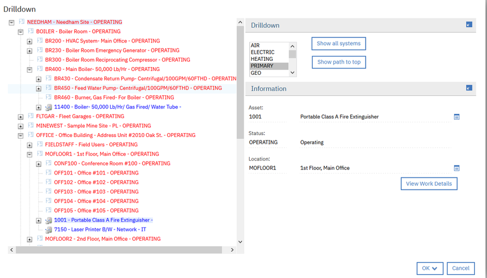 Maximo Hierarchy Extended Drilldown