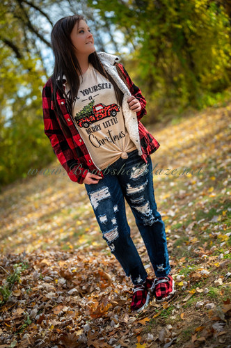 Red Plaid Print Fleece Button Jacket | bombshellblaze