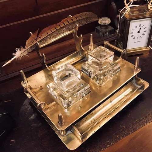 Trench Art WW1-WW2 Brass Ink Well Stand | Strichen Antiques