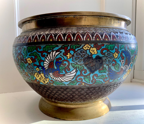 Antique 1920’s Japanese Cloisonne & Brass champlevé planter. | Strichen ...