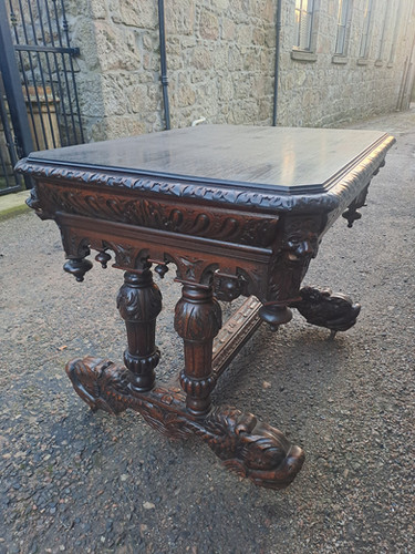 19th Century Green Man Carved Oak Library Table | Strichen Antiques