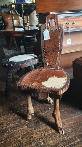 Antique Deer Leg and Hide Stool | Strichen Antiques