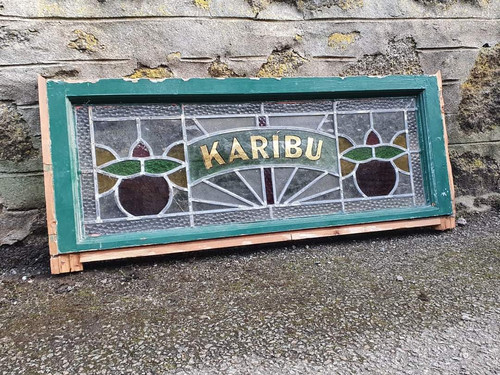 Stained Glass Framed Fan Light House Sign with ‘Karibu’ wording ...