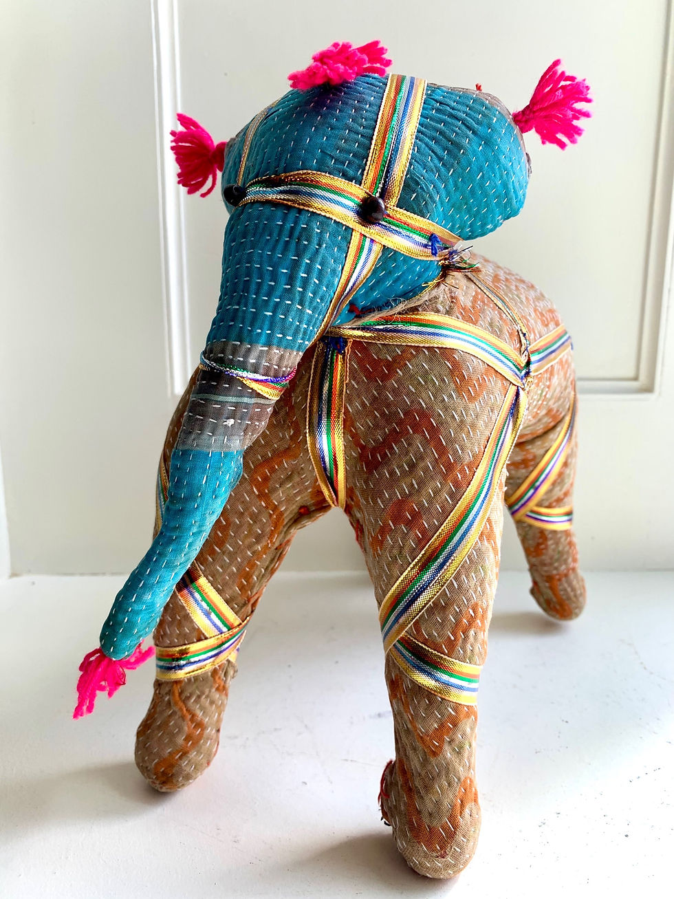 Vintage Indian Patchwork Elephant Doorstop Strichen Antiques