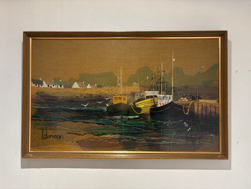 Liz Duncan Fraserburgh Artist Mixed Media Glazed Art Work of a Fishing ...