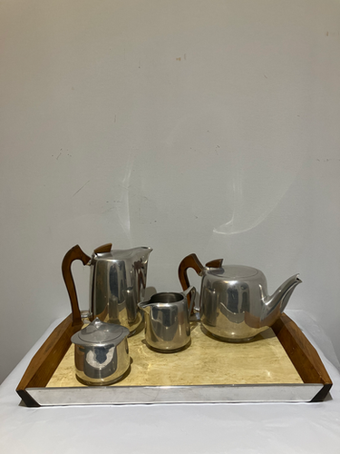 Picquot Ware 4 Piece Tea Set with Tray | Strichen Antiques