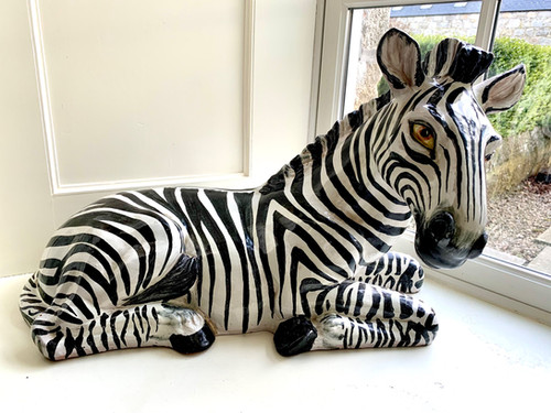 Extra Large Vintage 1960’s/70’s Hand Painted Zebra. Made in Italy ...