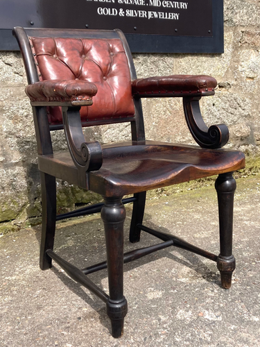 Library Furniture chair with Red leather. Beautiful shaped leather seat ...