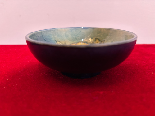 Moorcroft small footed pin dish. Smokey green background with Hibiscus ...
