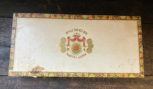 Reproduction Wooden Punch Cigar Box with 3 Compartments | Strichen Antiques