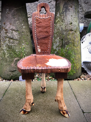 Antique Deer Leg and Hide Stool | Strichen Antiques
