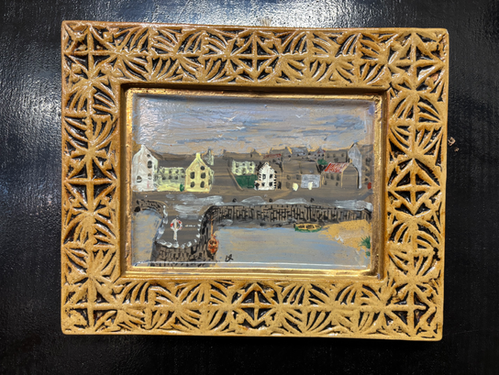 Hand Painted Pottery Wall Plaque Scottish Coastal Village. Possibly ...