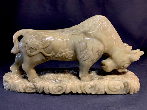 Large vintage Hand Carved Chinese Soapstone Ox (Water Buffalo ...