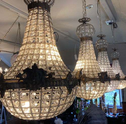 Bohemian French Style Tent & Bag Glass Chandeliers. | Strichen Antiques