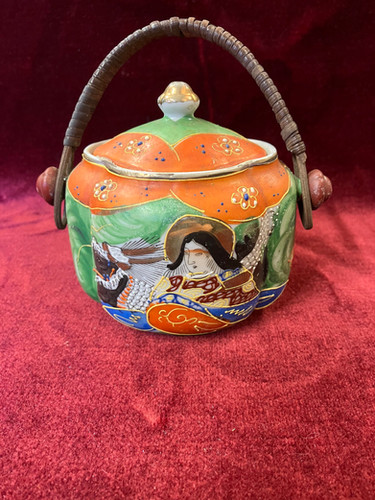 Chinese preserve pot with wicker handle | Strichen Antiques