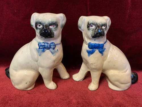 Pair of Antique Victorian Staffordshire Pottery Pug Dogs Circa 1880 ...