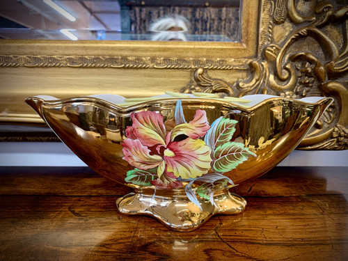 Royal winton grimwades lustre ware and floral mantel vase with frog ...