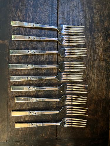 Set of 9 silver plated community forks “court pattern” cutlery fork ...