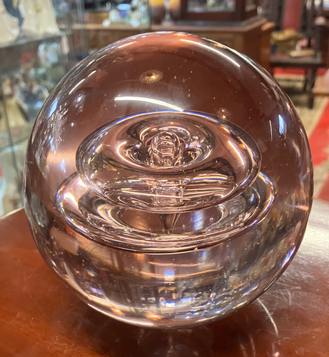 Huge Hand Blown Parlane Glass Paperweight Clear with a Magenta Hue ...