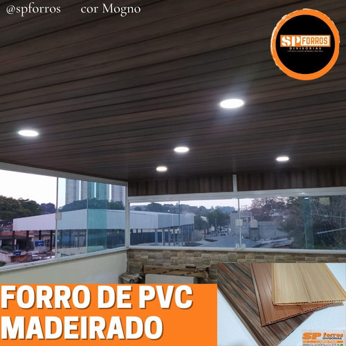 Forro pvc amadeirado-mogno-cerejeira-nogueira frisado- 4 e 6 metros (m2 ...