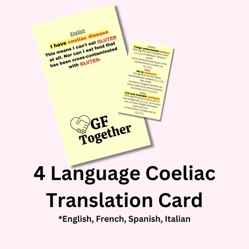 4 Language Coeliac Travel Translation Card | Gluten Free Together
