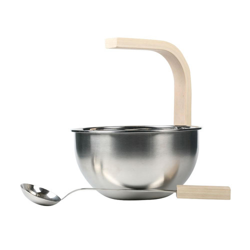 4L Luxury Stainless Steel & Birch Wood Finnish Sauna Bucket and Ladle ...