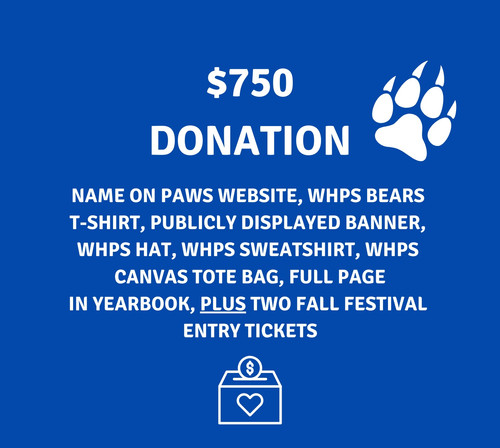 $750 PAWS Donation Incentive | parents-at-whps