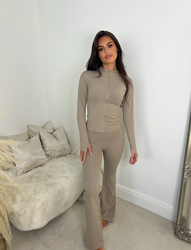 TAUPE SECOND SKIN JACKET & FLARES SET | Edgylittlepieces