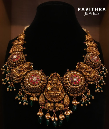 Pure Gold Antique Necklace | Pavithra Jewels