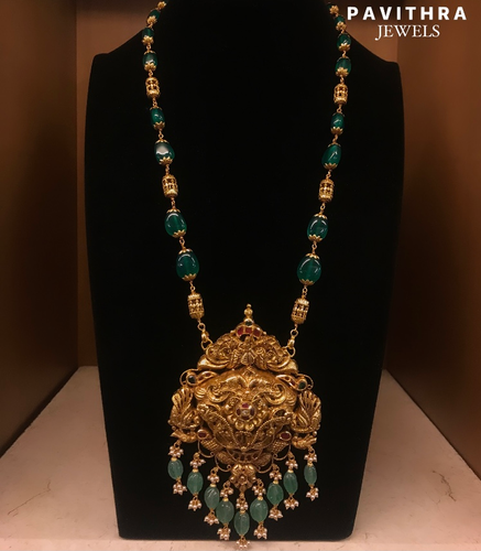 Pure Gold Emerald Haara. | Pavithra Jewels