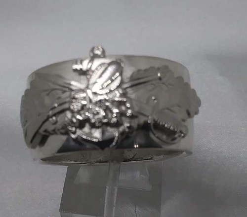 US Navy Seabee Enlisted Badge Ring on 90% Silver Band | H & C Craftsmen Co.