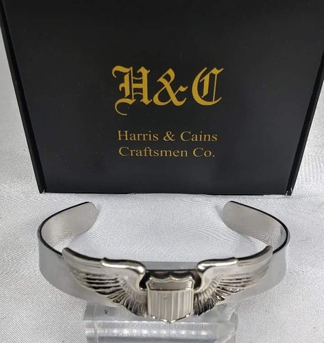 USAF Medium Regulation Pilot Wings Cuff Bracelet | H & C Craftsmen Co.