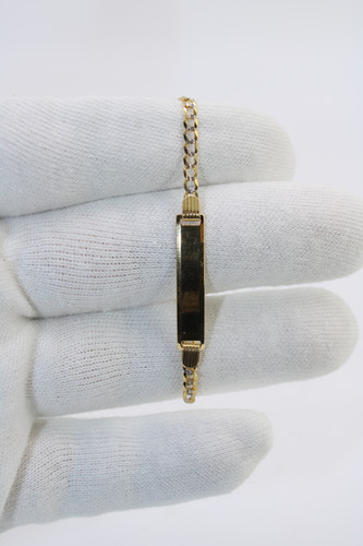 14K Solid Cuba link Kids Braceles Engraving (Two Tone) BTJ ...