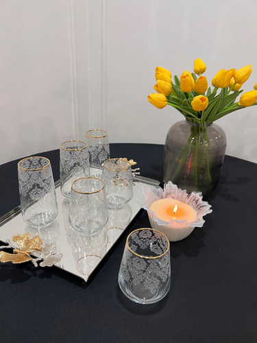 Diamond 6-Piece Glassware Set in Gold - Short