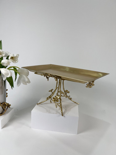 Jasmine Rectangular Platter with Base (Gold)