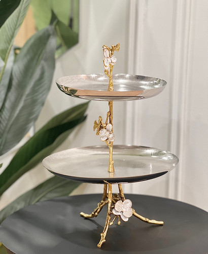 Orchid Two Tier Platter (Gold) | Artistic Homeware