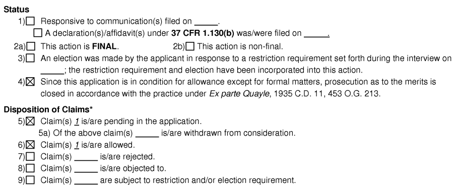 What is Ex parte Quayle Action?
