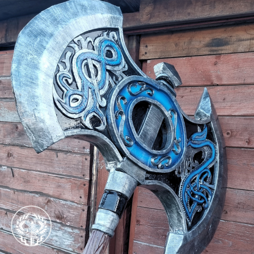 Larp Cosplay Full-Sized Black-Ice Two Handed Axe | Larp & Cosplay ...